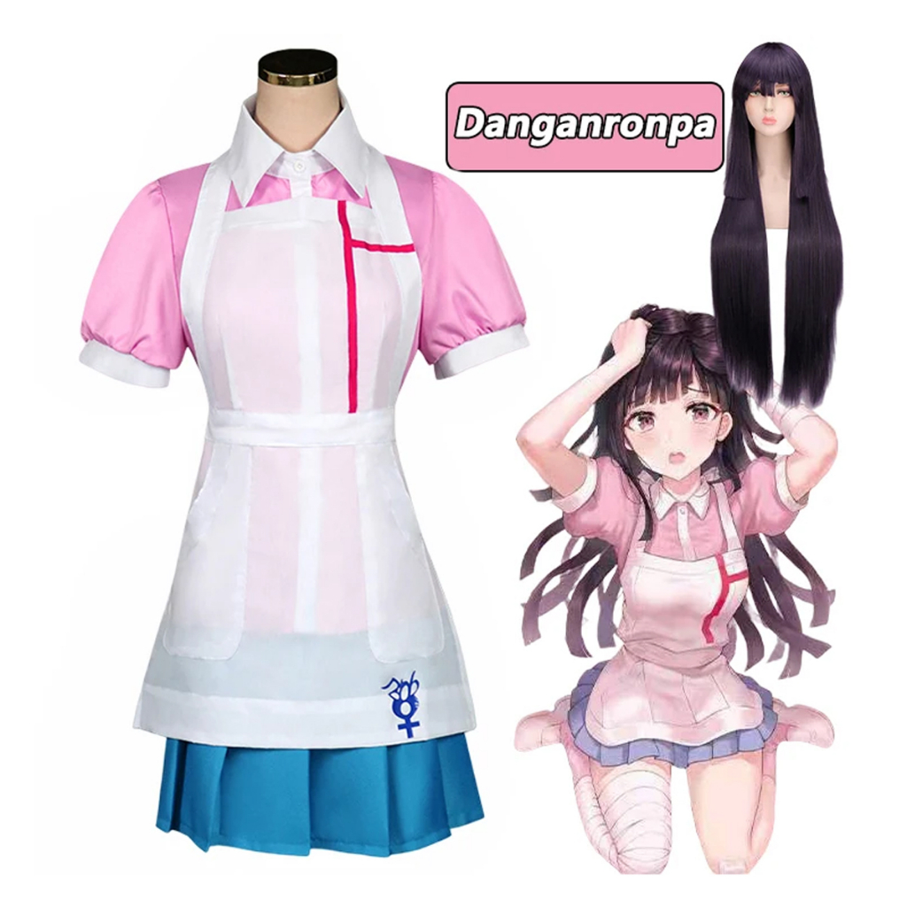 Anime Danganronpa cosplay game costume Mikan tsukiki women dress maid ...