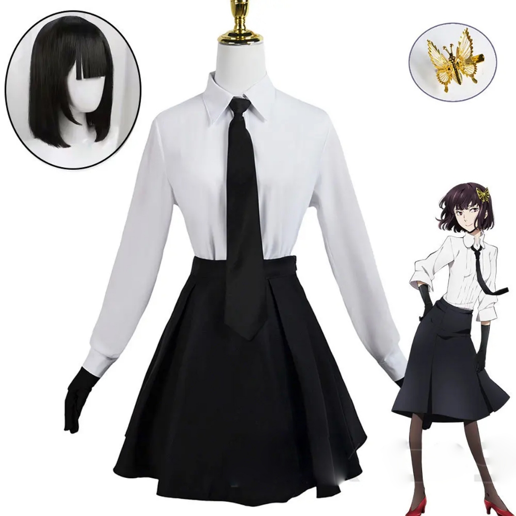 Yosano Akiko Cosplay Costume Bungo Stray Dogs School Uniform Suit Wig ...