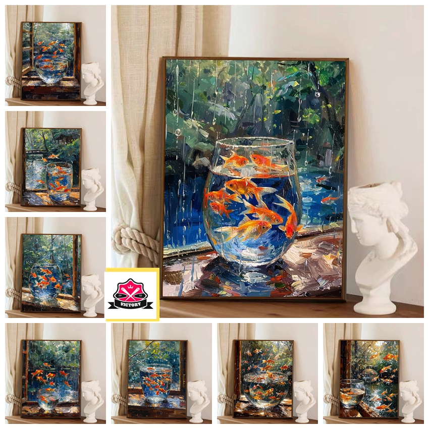 Victory -30*40cm/40*50cm-paint by number -Monet Rain Goldfish Digital ...