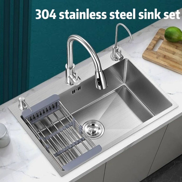 Ottlife Kitchen Sink 304 Stainless Steel Thickened Sink Set Large ...