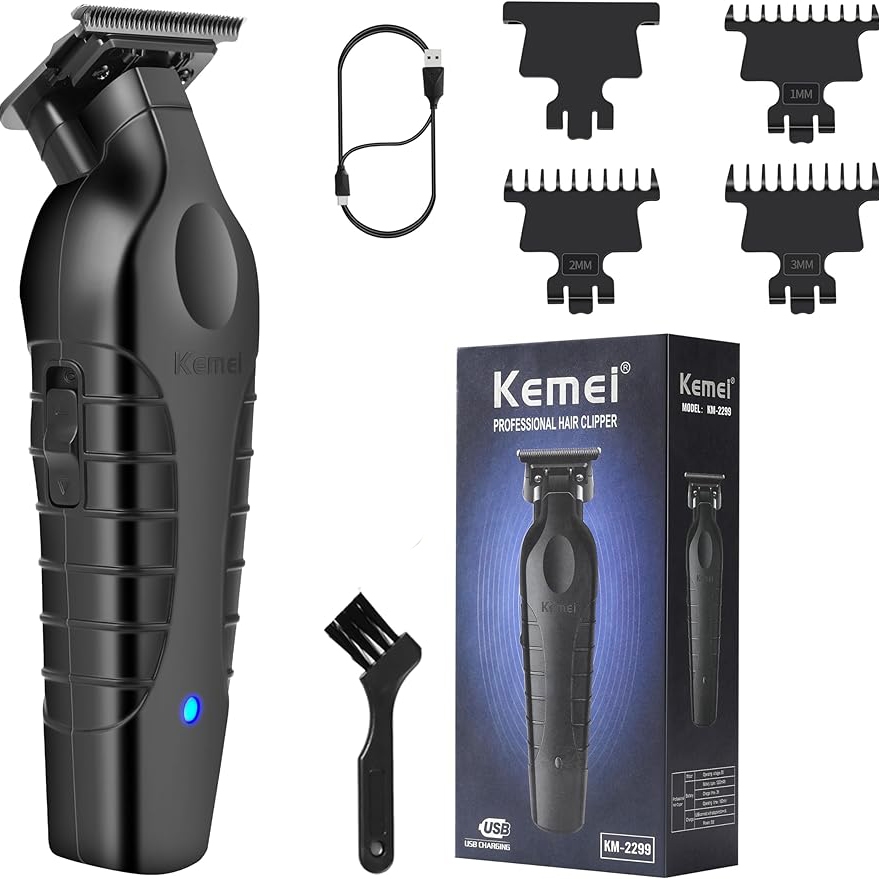 Kemei 2299 Barber Cordless Hair Trimmer 0mm Zero Gapped Carving Clipper Detailer Professional ...