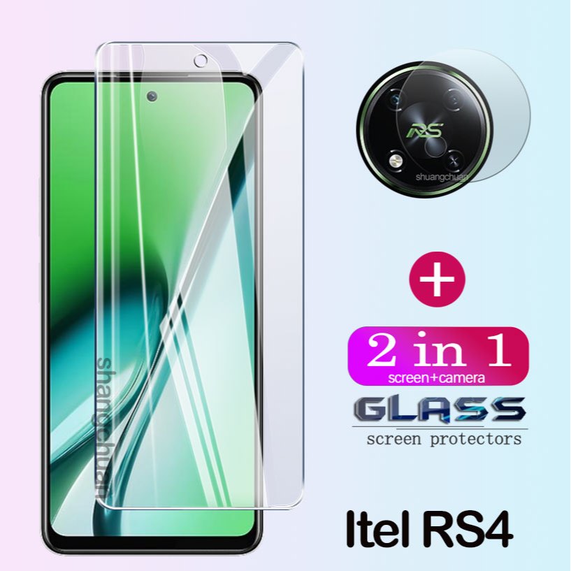 For itel RS4 tempered Glass 2in1 camera Camera lens+ protective film ...
