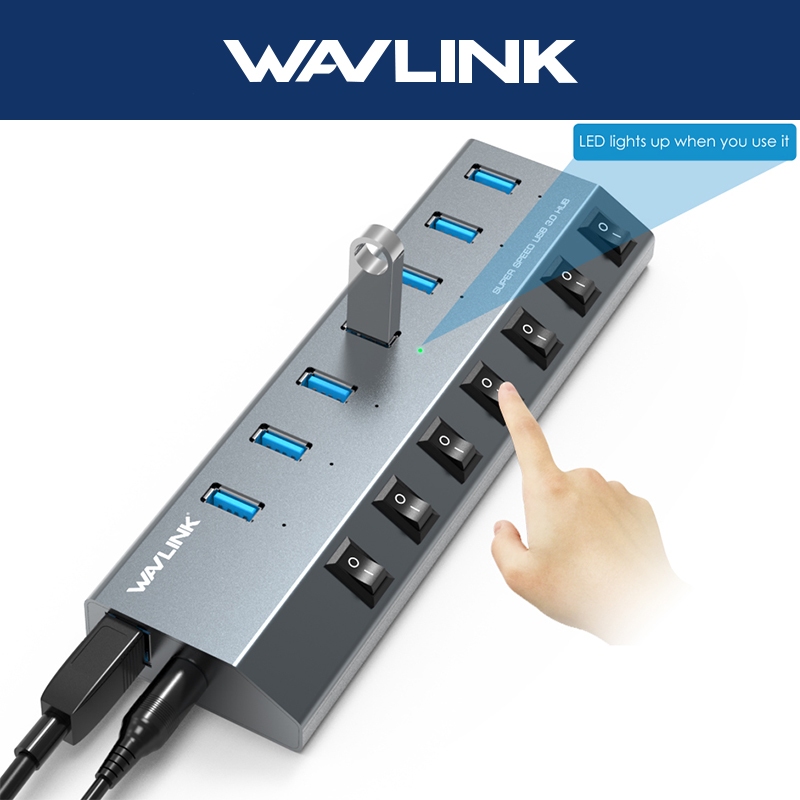 WAVLINK 7-Port USB 3.0 Superspeed Hub with 48W Power Adapter | Shopee ...