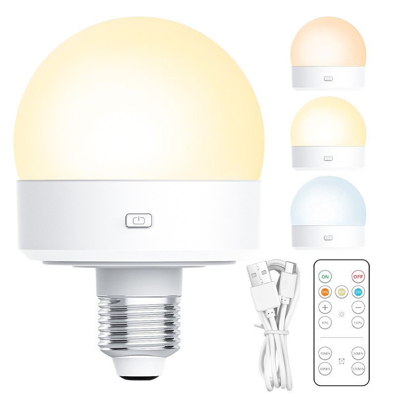 Rechargeable Battery Operated Light Bulb With Remote, E26 Detachable ...