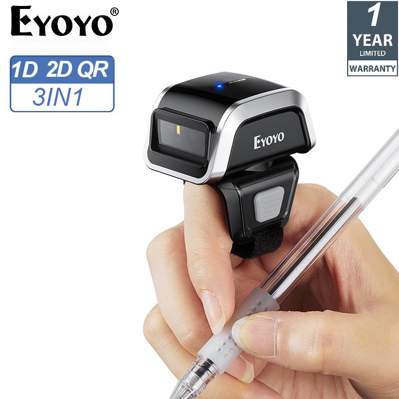Eyoyo Mini Finger Wearable 2.4G Wireless 1D 2D Barcode Scanner 3IN1 Via Bluetooth QR Code Scan ...