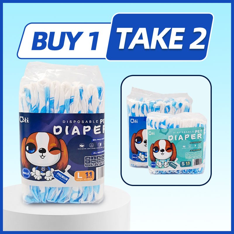 【Buy 1 Take 2】Qti Global Pet Diaper Dog Diaper Male Dog Female Dog 100% ...