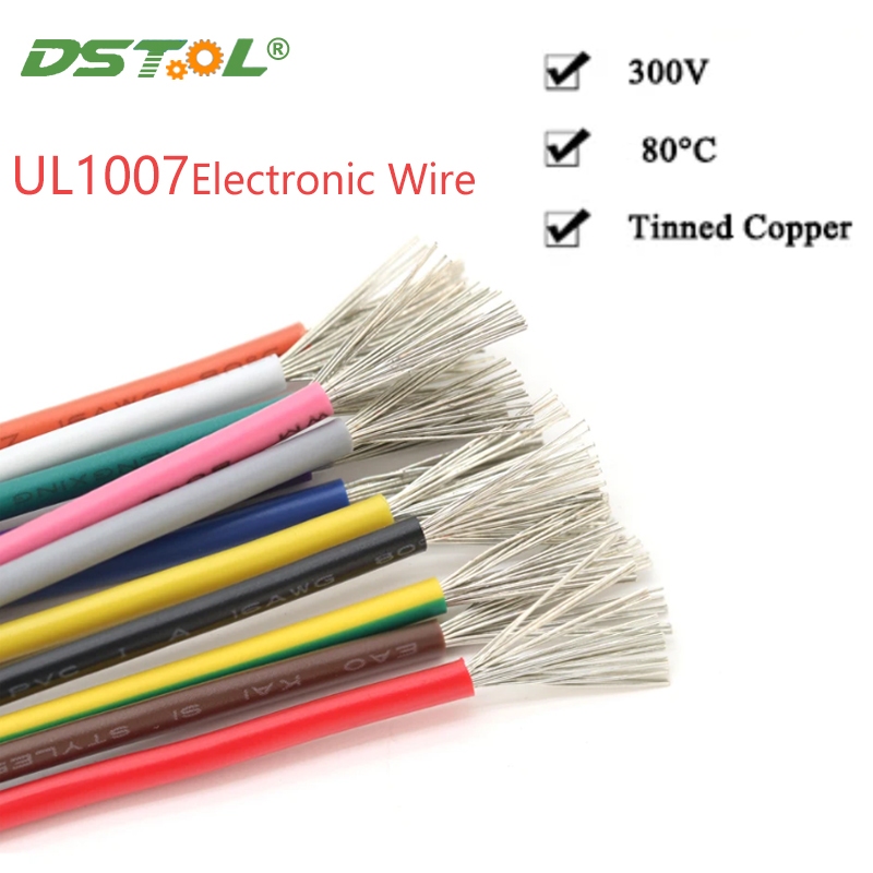 1/2/5Meters UL1007 Electronic Wire Tinned Copper Line PVC Insulation Cable 30/28/26/24/22/20/18 ...