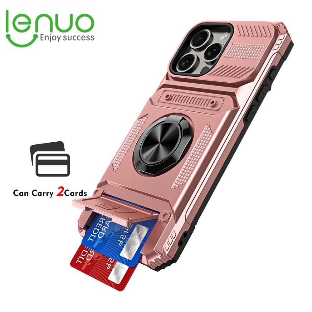 Lenuo Hidden Card Slot Phone Case with Magnetic Stand For Apple iPhone ...