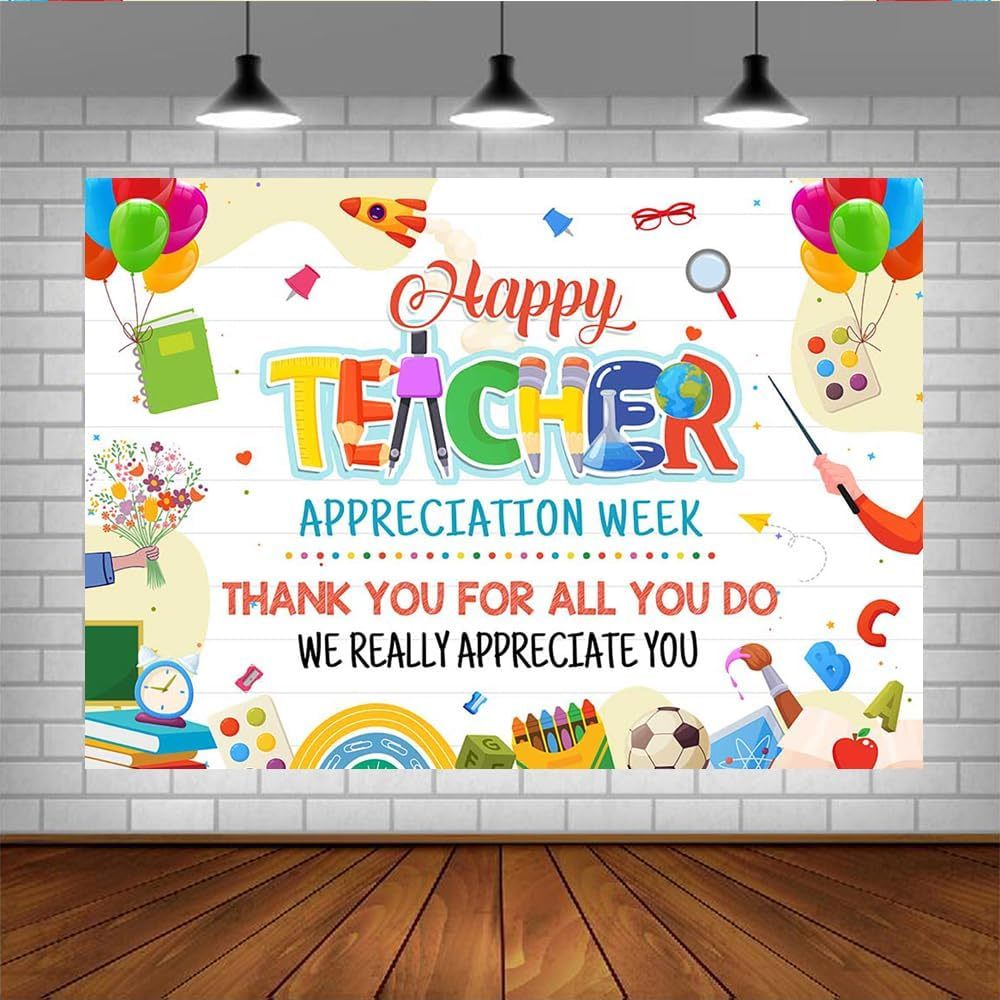 5x3ft Happy Teacher Appreciation Week Photography Backdrop Banner Thank ...