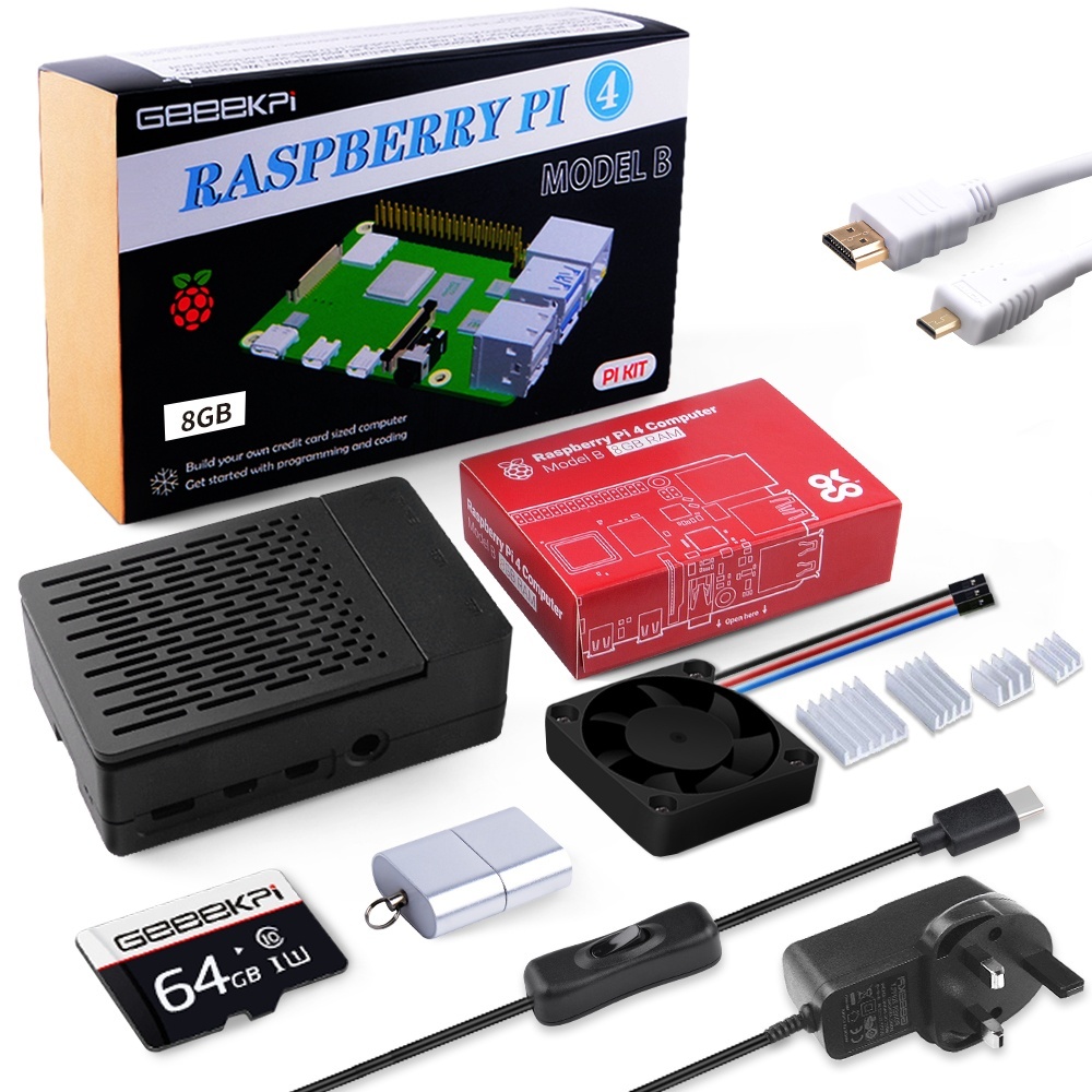 52Pi Raspberry Pi 4 4GB/8GB Starter Kit with SD Card, Raspberry Pi 4 ABS Case with PWM Fan, 18W ...