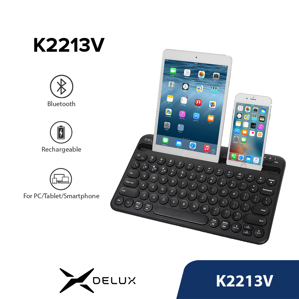 Delux K2213V Wireless Rechargeable 78 Keys Membrane Keycap Bluetooth ...