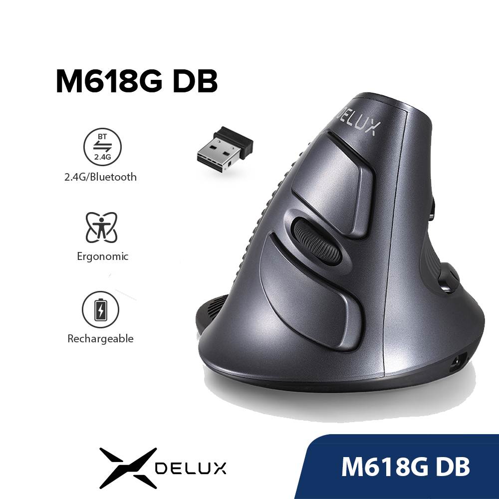 Delux M618G DB Ergonomic Rechargeable Vertical Optical Computer ...