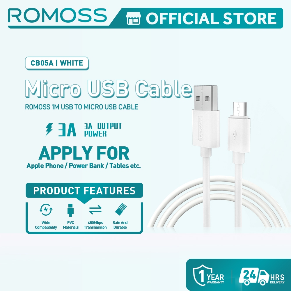 Romoss Cb05a 1m Cable Micro USB Upgraded Version 3a Fast Charging Cord ...