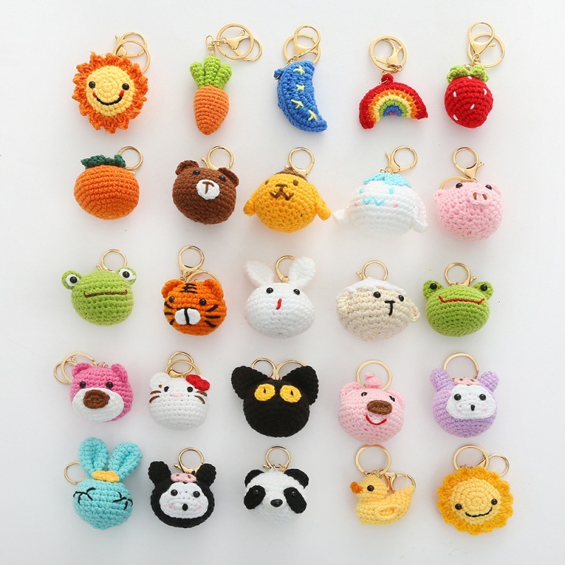 Handmade Crochet Keychain Creative Cute Animal Car Hanging Chain Wool ...