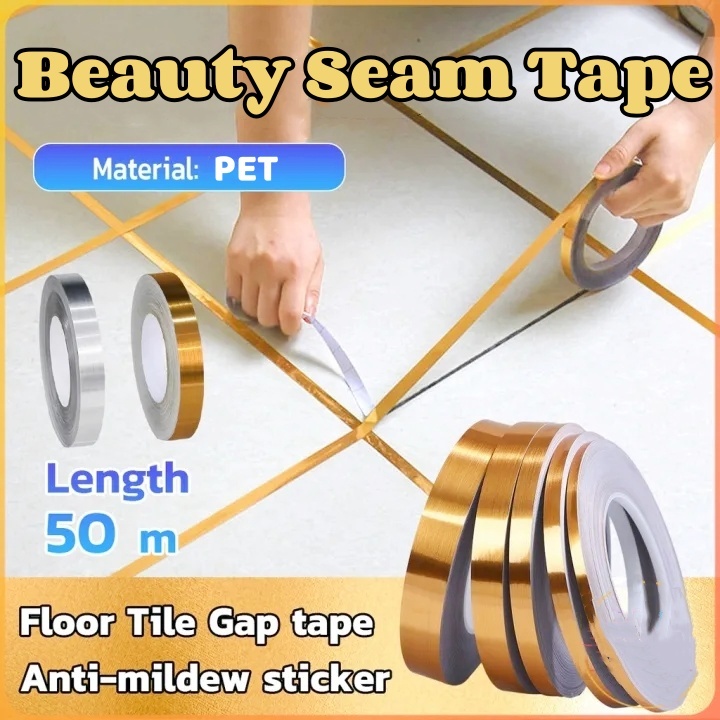 50M Self-Adhesive Tile Stickers Tape Waterproof Mildewproof Gap Tape ...