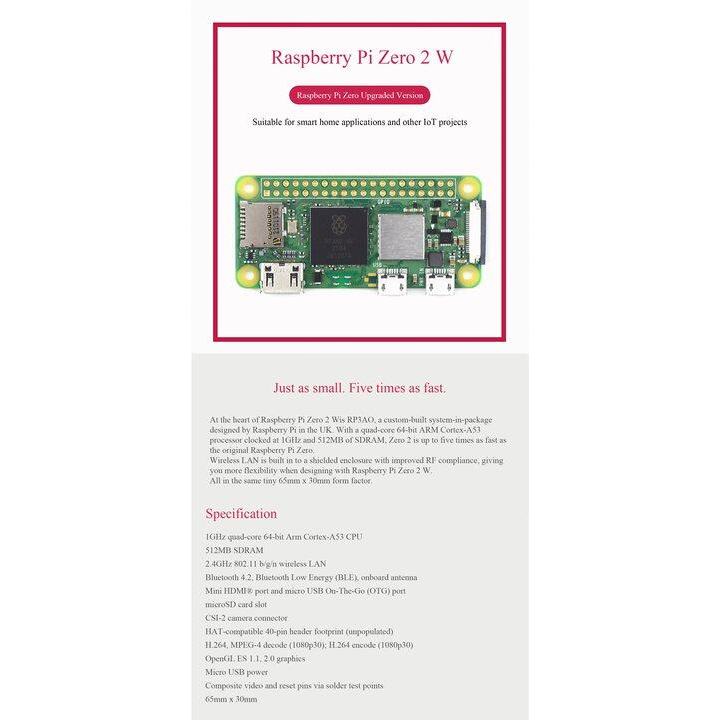 Original Raspberry Pi Zero 2 W 64-bit Arm Cortex-A53 CPU 2.4GHz ...