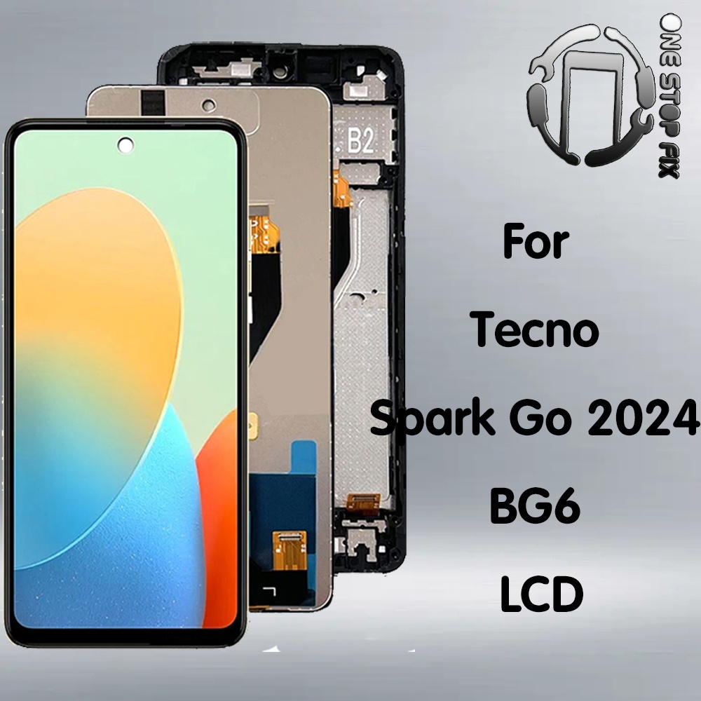 For Tecno Spark Go 2024 BG6 LCD Display Touch Panel Screen Digitizer With Frame Assembly For ...