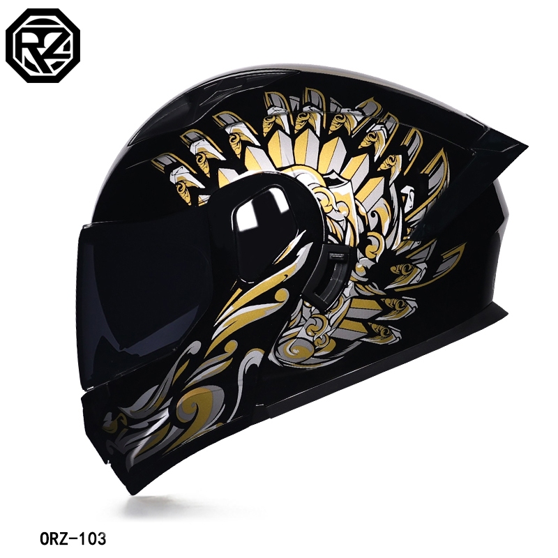New ORZ motorcycle facelift helmet with dual mirror film head helmet ...
