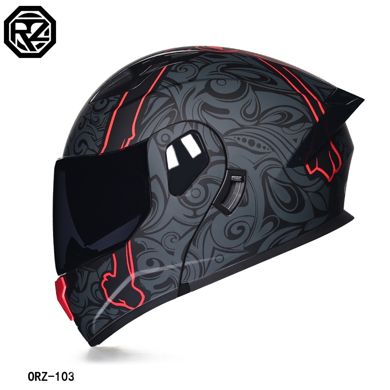 New ORZ motorcycle facelift helmet with dual mirror film head helmet ...