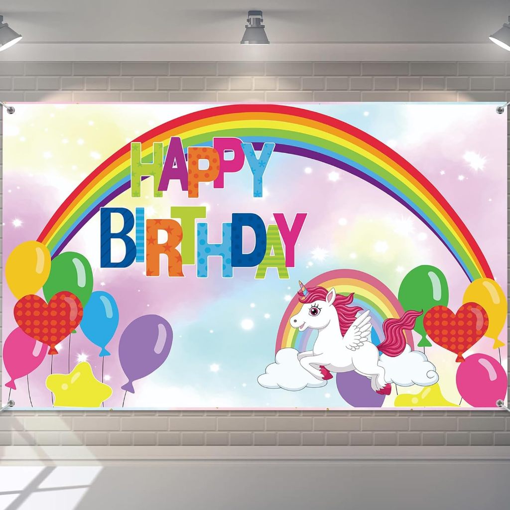Unicorn theme Happy Birthday Banner, for Children's Birthday party ...
