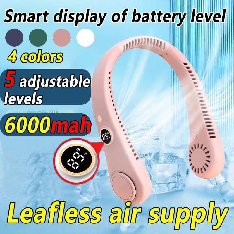 New bladeless neck fan portable neck fan 6000mah mini neck fan 5 ...