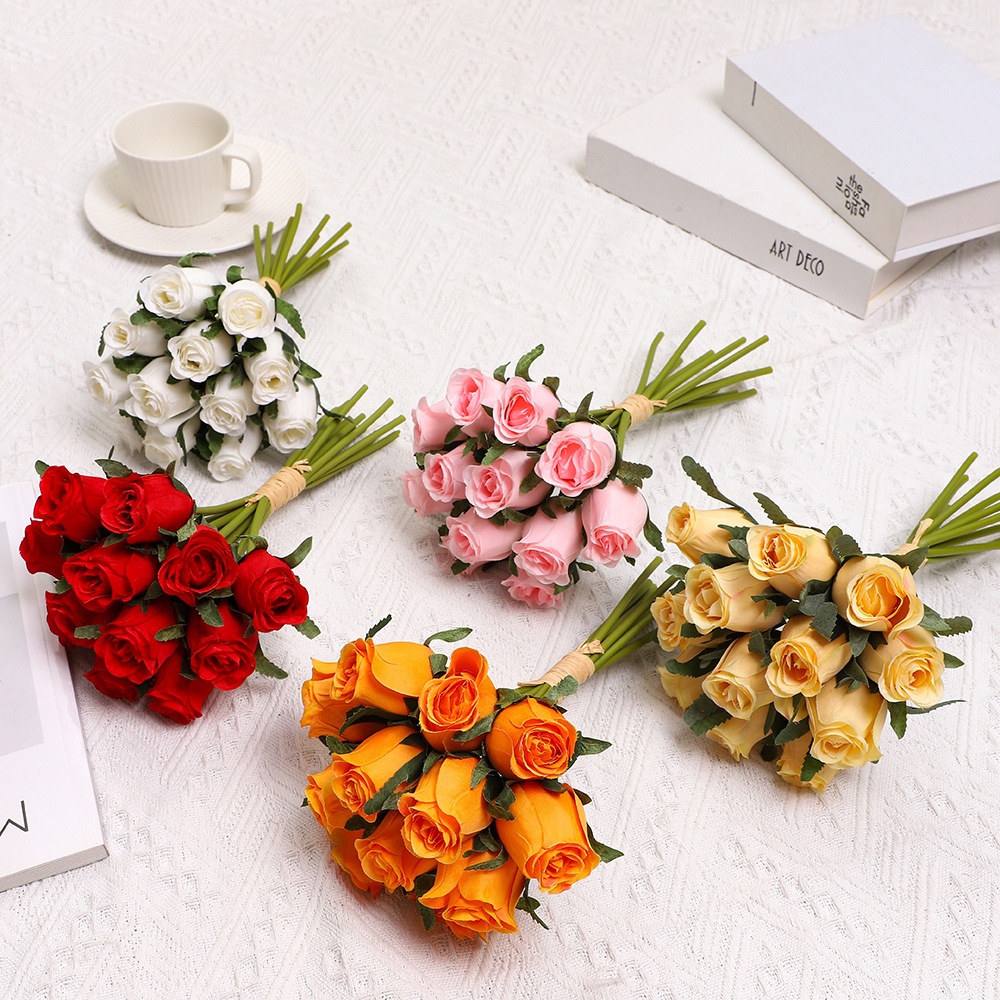 12pcs Rose Flower Wedding Artificial Flowers Bridal Bouquets Home ...