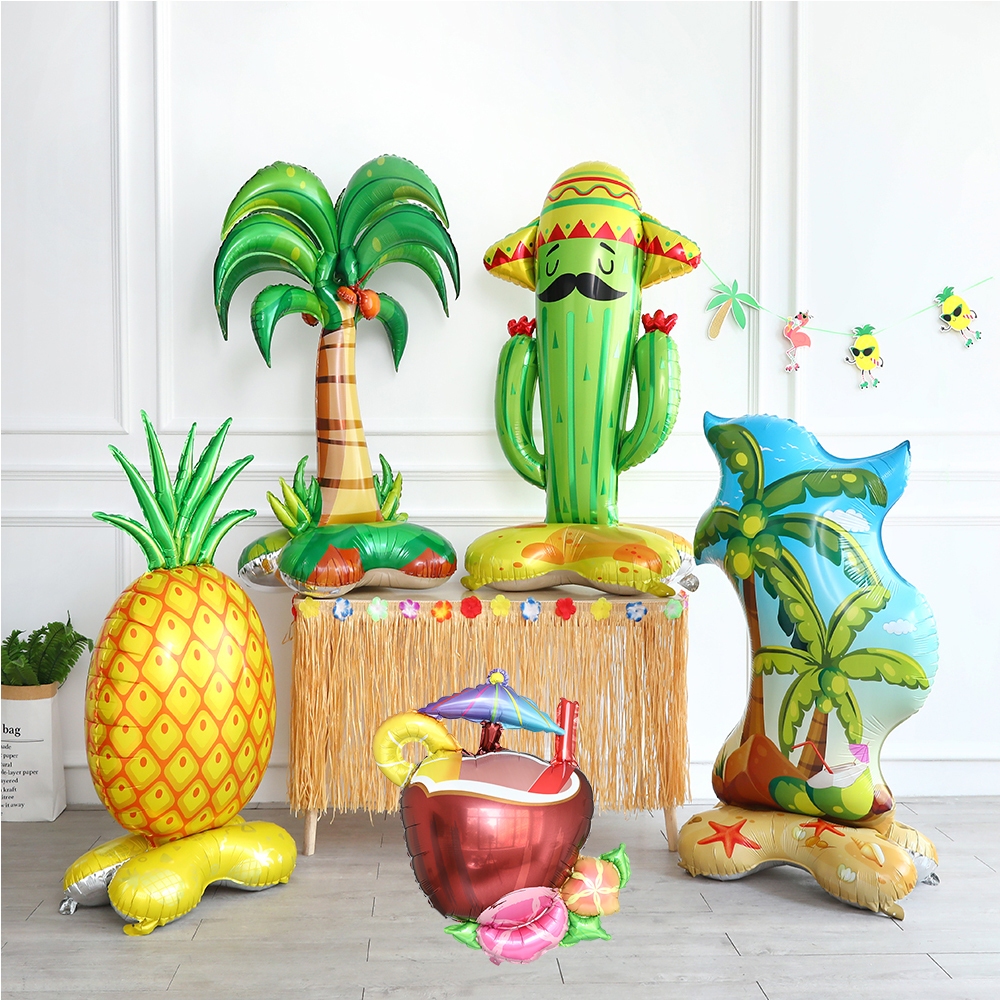 Tropical Hawaiian Theme Aluminum Film Balloon Coconut Tree Pineapple ...