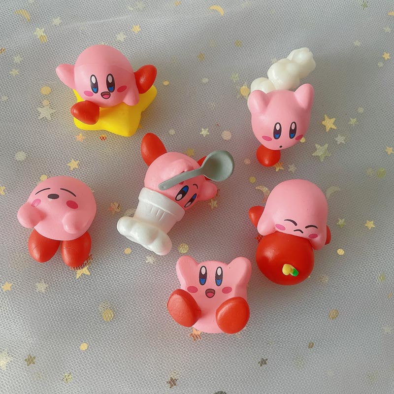 6Pcs/Set 3cm Anime Games Kirby Action Figures Toys Pink Cartoon Kawaii ...