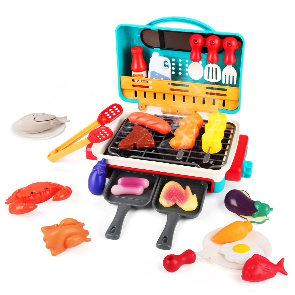 Kids BBQ Grill Playset Simulation Pretend Kitchen Toys with Sound ...