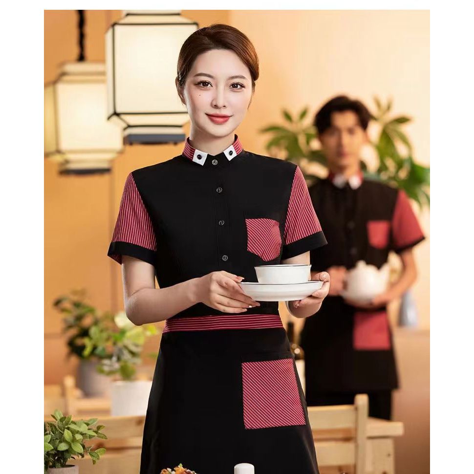 Hotel Restaurant Work Clothes Tops+apron Female Catering Staff Work ...