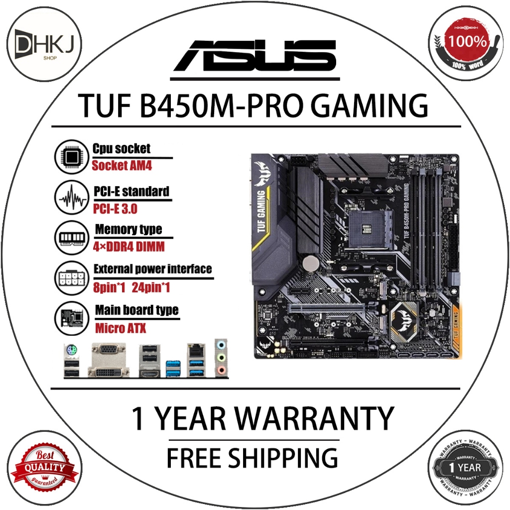Used TUF B450M-PRO GAMING Motherboards Socket AM4 DDR4 128GB For AMD ...