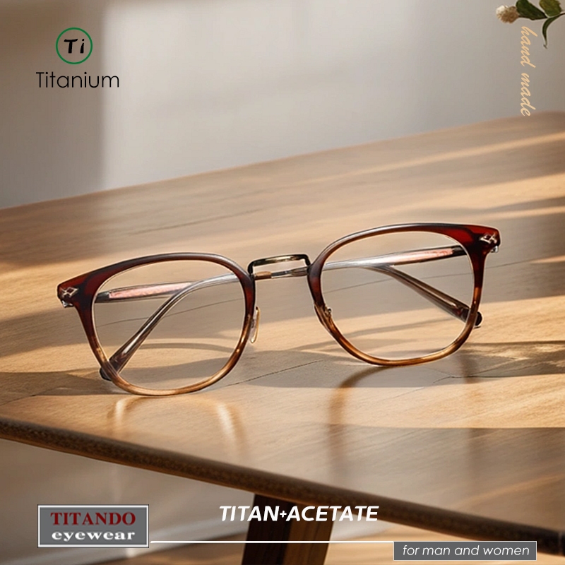 Japanese retro style titanium and acetate combination frame ,same ...