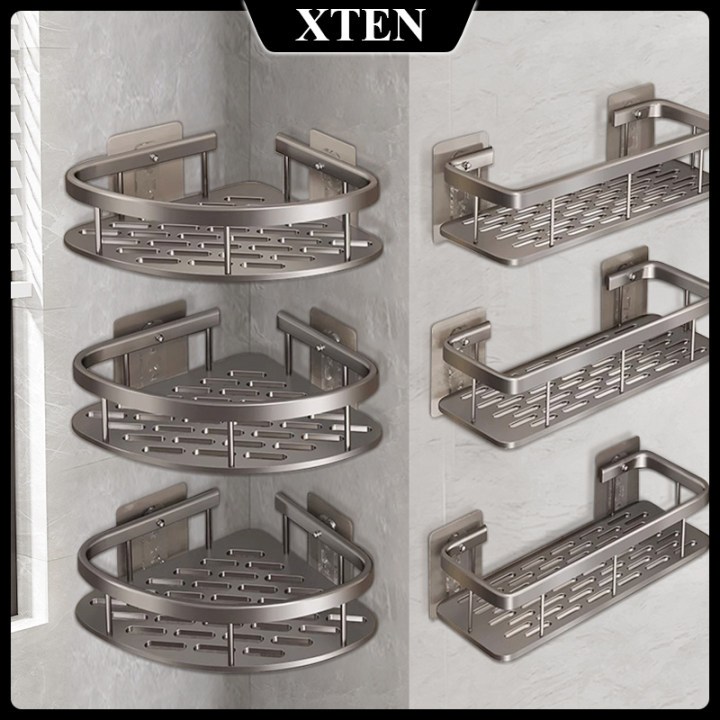 XTEN Space Aluminum Bathroom Rack Stainless Bathroom Organizer Storage ...