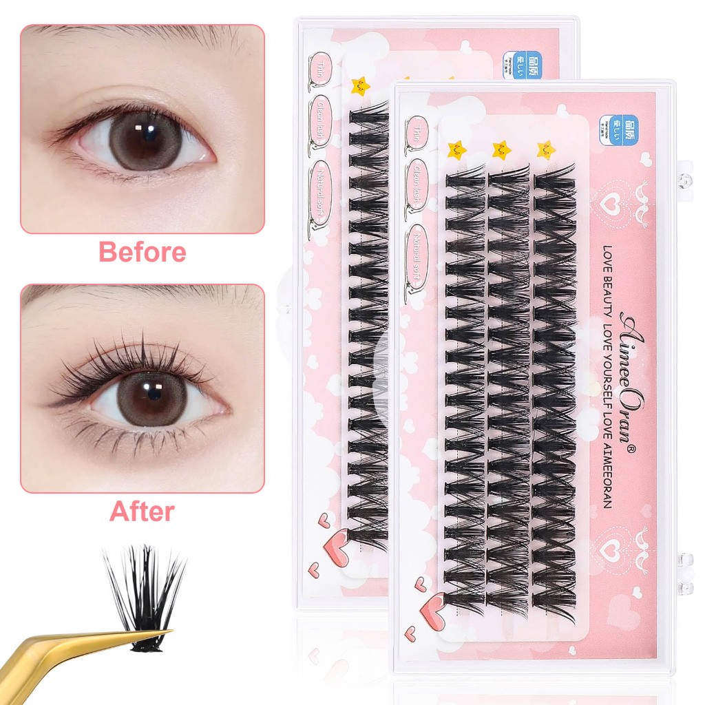 AIMEEORAN 60 Clusters Lashes D Curl Volume Individual Lashes Extensions ...