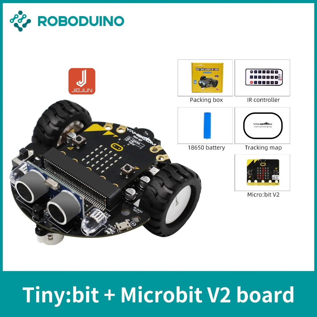 Microbit V2 Mini Smart Robot Car Kit Line-tracking Obstacle Avoidance Support Python Programming ...