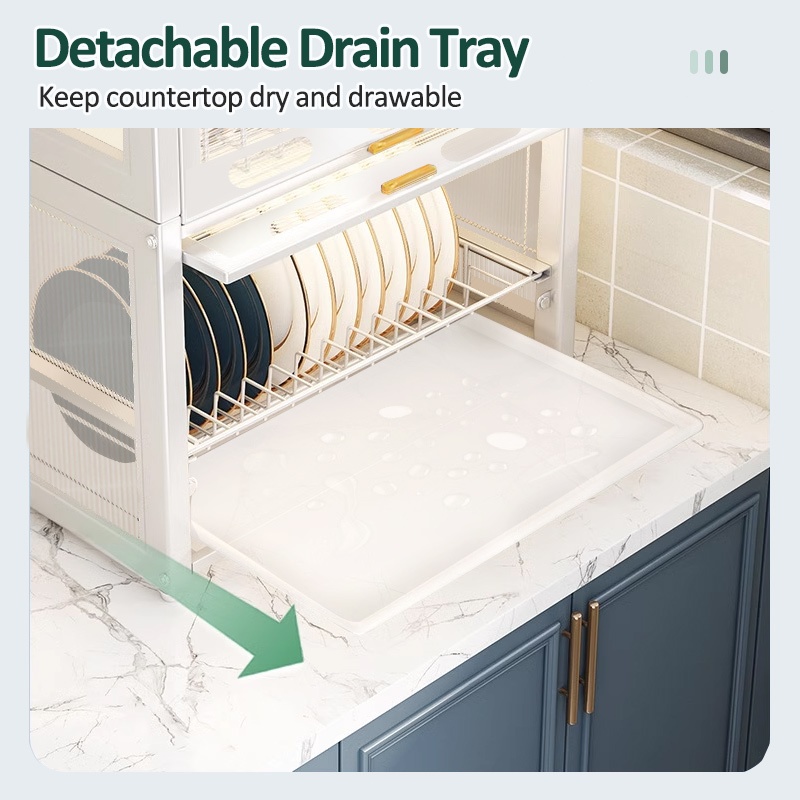 Cambond【Recommend】30cm Round Plate Rack Kitchen Dishware Cabinet Dish Rack with Cover Dish ...