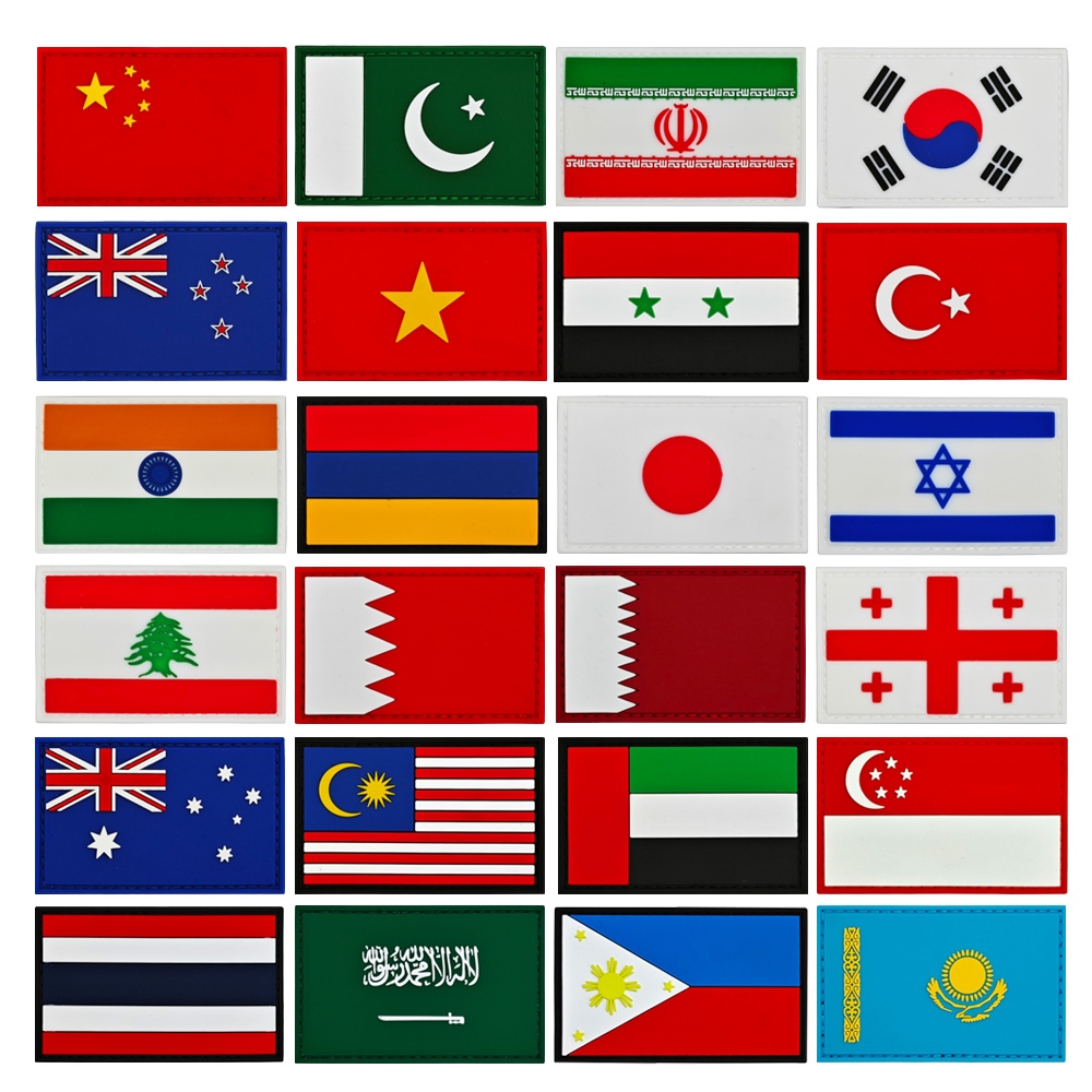 3d PVC Rubber Asian National Flag Patch with Hook Back Badge Velcro ...