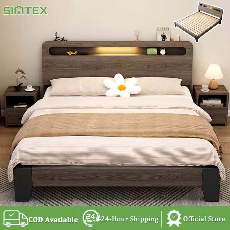 Solid Wood Bed 180cm Width Modern Minimalist Household Double Bed Long ...