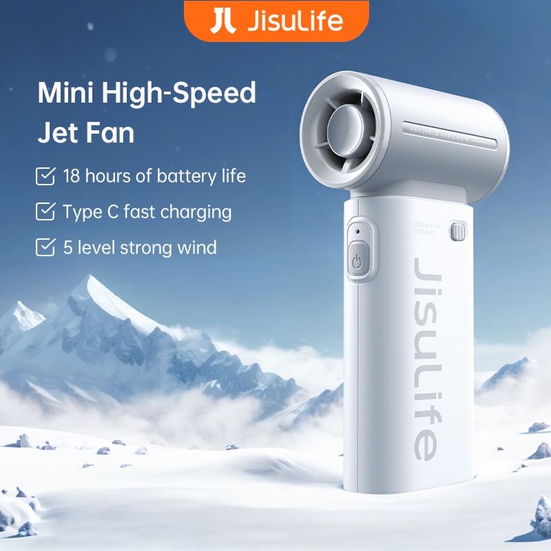 JISULIFE Handheld Fan Life9 Mini Portable Jet Fan Rechargeable USB Fans ...