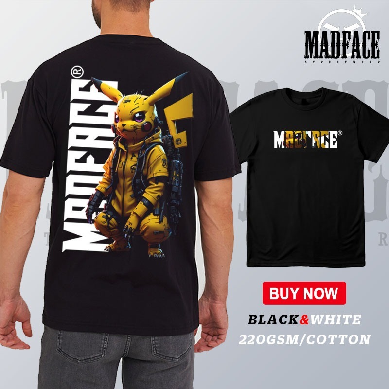 anime T-shirt Pokémon Mechanical Pikachu design pure cotton thick cloth ...