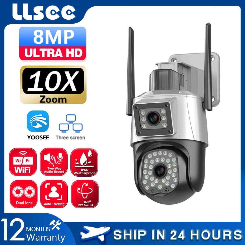 LLSEE YOOSEE 8MP 4K Dual Lens Wireless CCTV Outdoor Waterproof Home ...