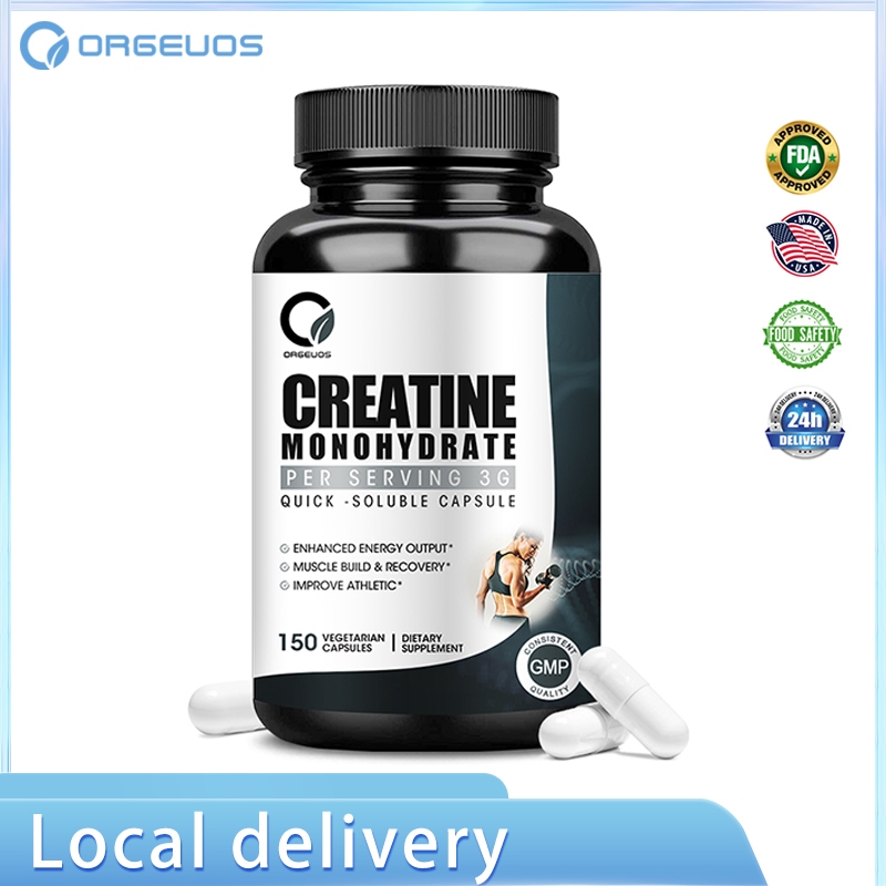 Orgeuos Creatine Monohydrate Capsules 3000mg Per Restore Physical Fitness Enhanced Muscle ...
