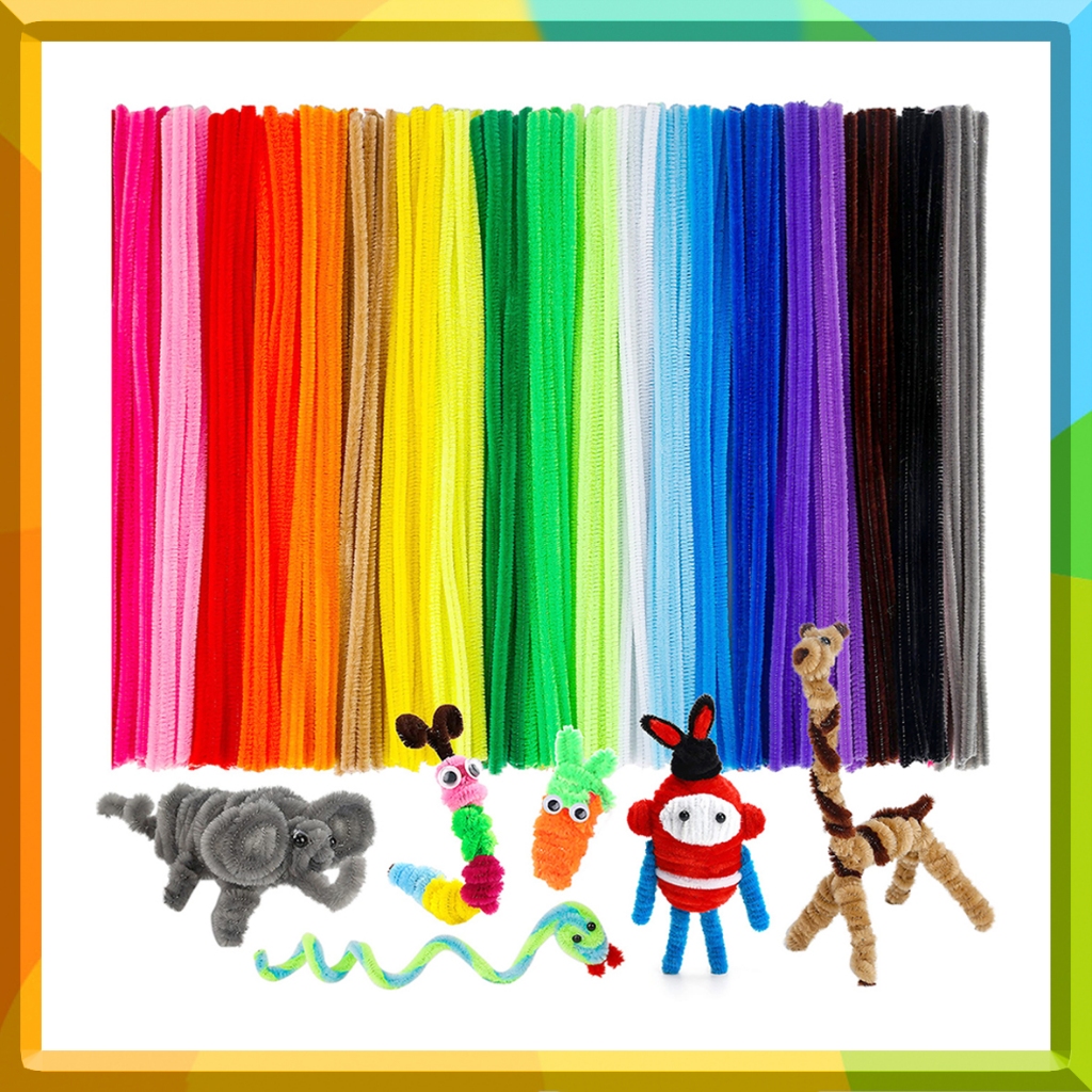 100PCS Fuzzy Wires | DIY Craft Stems | Colored Pipe Cleaners | Fuzzy ...