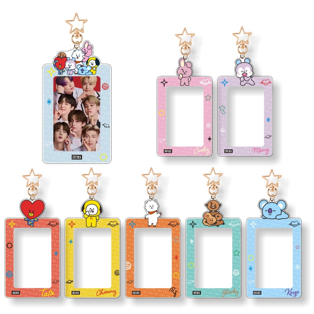K-pop BT21 Clear Card Holder Pocket Minini Keyring Credit Bank Card Holder Students Bus Card ...