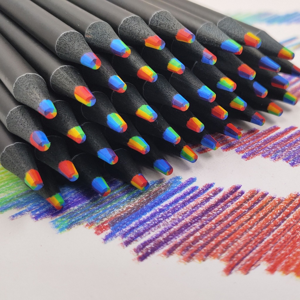 7Colors Rainbow Core Pencil Black Drawing Color Pencil School Art ...