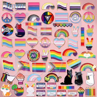100 Styles Colorful Rainbow LGBTQ Flag Enamel Pins Cartoon Heart ...