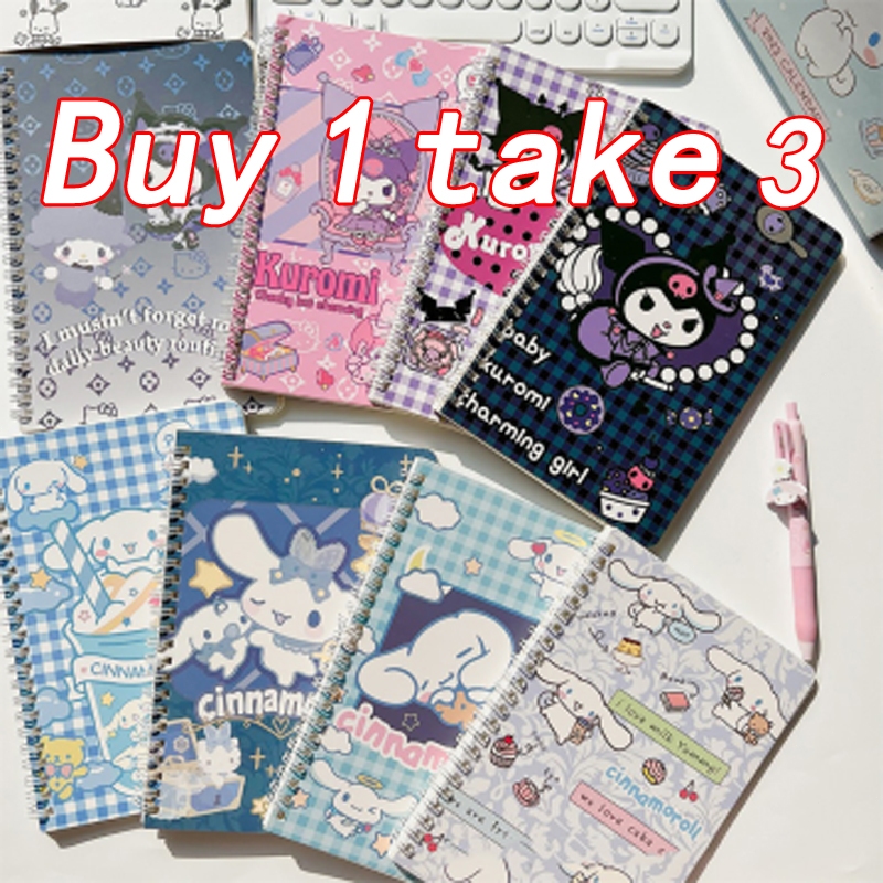 4PCS Kuromi Cinnamoroll Notebook A5 Diary Book Cute Pattern Notebook ...