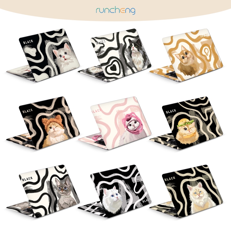 【2pcs】Laptop Cover Sticker Cute Beautiful Kitten Stripe Original Design ...
