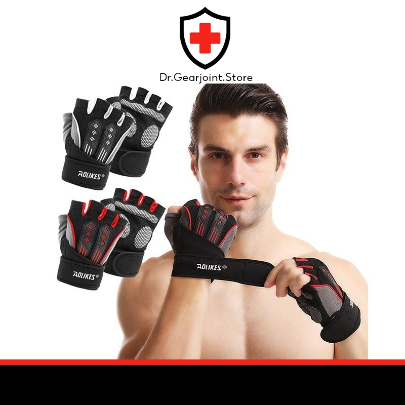 Weight Lifting Gym Workout Gloves with Wrist Wrap Support for Men ...