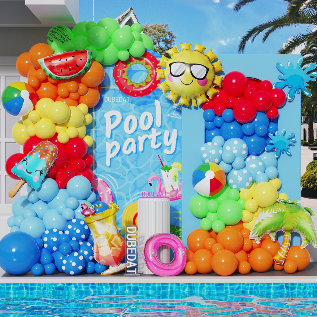 150pcs/set Summer Beach Party Decoration Hawaiian Sun Ice Cream Balloon ...